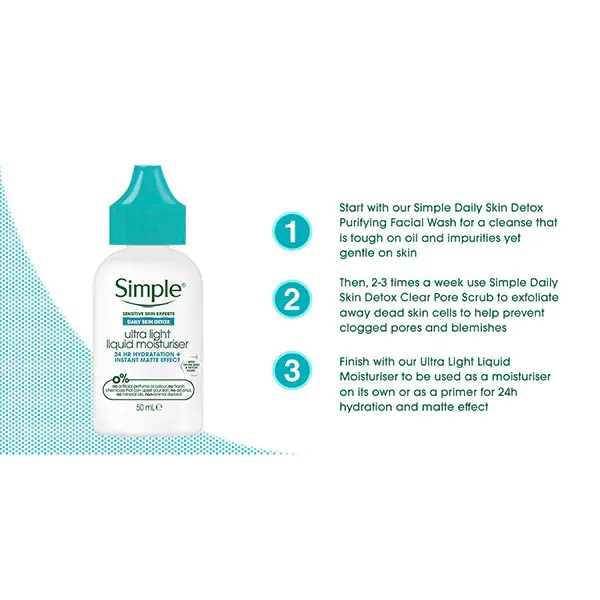 Simple Daily Skin Detox Ultra Light Liquid Moisturiser 50ml - Beautiegen